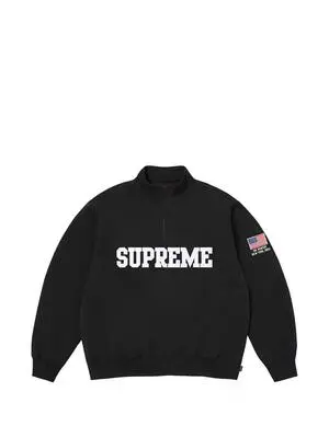 Supreme Flag-detail Half-zip Sweatshirt - Black