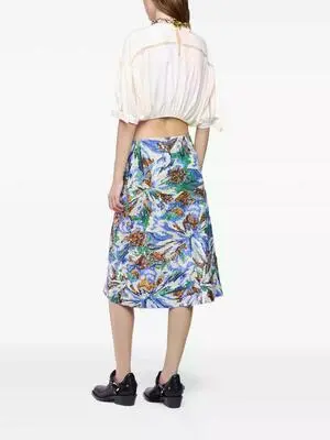 Rabanne Puff-sleeve Cropped Top With Lace Trim