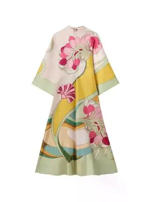 La DoubleJ Magnifico Floral-print Silk Twill Dress - Green