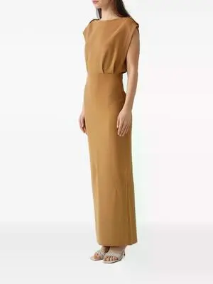 Elisabetta Franchi Crewneck Maxi Dress - Neutrals