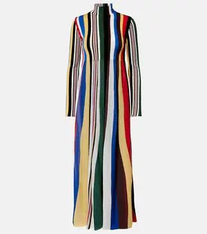 Loewe Ribbed-knit Striped Maxi Dress - Multicoloured