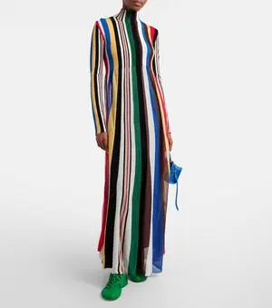 Loewe Ribbed-knit Striped Maxi Dress - Multicoloured