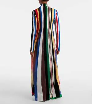 Loewe Ribbed-knit Striped Maxi Dress - Multicoloured