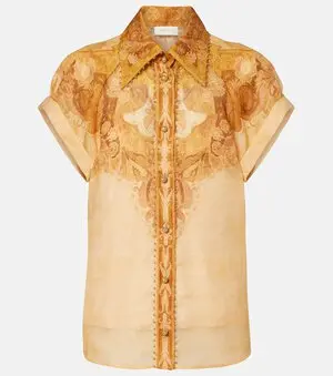 Zimmermann Como Paisley Linen And Silk Shirt - Orange