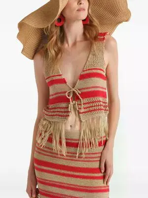 Malìparmi Striped Knitted Waistcoat With Fringe Detail