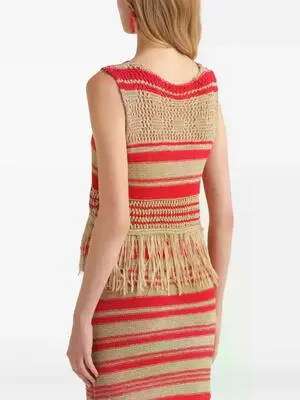 Malìparmi Striped Knitted Waistcoat With Fringe Detail