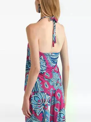 Malìparmi Halterneck Paisley-print Jersey Top - Blue