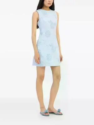 ROTATE BY BIRGER CHRISTENSEN Sleeveless Floral Appliqué Mini Dress - Blue