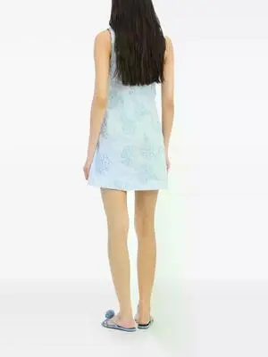 ROTATE BY BIRGER CHRISTENSEN Sleeveless Floral Appliqué Mini Dress - Blue