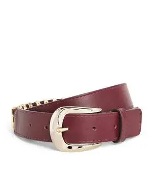 Sandro Leather Studded Belt - Red