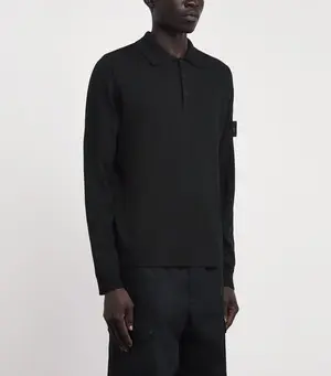 Stone Island Virgin Wool Ghost Polo Sweater - Black