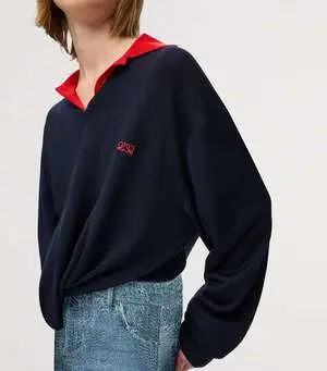 Loewe Wool-blend V-neck Sweater - Navy