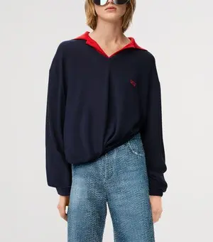 Loewe Wool-blend V-neck Sweater - Navy