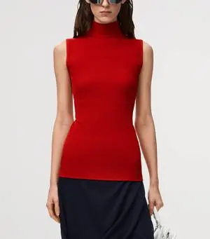 Loewe Sleeveless Rollneck Top - Red