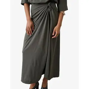 Soeur Goa Wrap-front Cotton-jersey Maxi Skirt - Ardoise