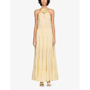 Sandro Sleeveless Flower-embellished Maxi Dress - Vanilla