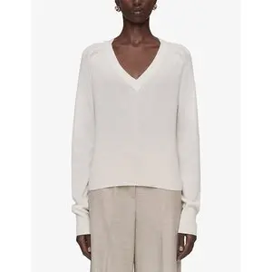 JOSEPH Lucille V-neck Cashmere Blend Jumper - Ivory