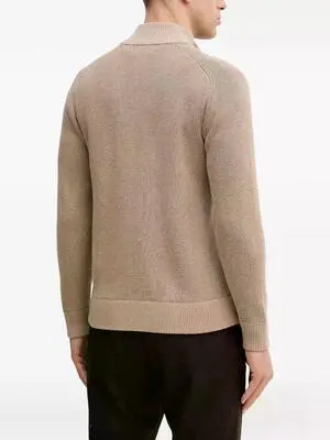 HACKETT Ribbed Knit Zip Cardigan
