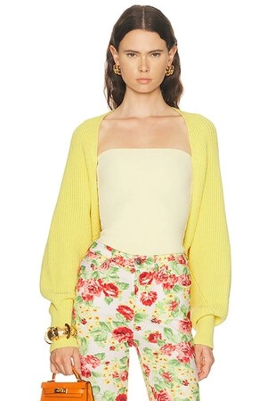 Balmain Ribbed Knit Bolero Cardigan - Jaune