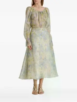 Alberta Ferretti Floral Print Tie Blouse - Yellow