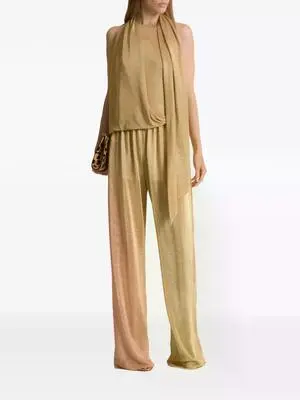 Alberta Ferretti Sleeveless Draped Metallic Top