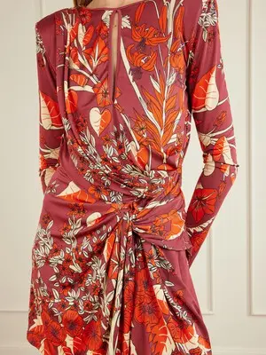Johanna Ortiz Rainforest Canopy' Draped Printed Jersey Mini Dress