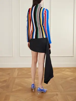 Loewe Striped Ribbed-knit Half-zip Turtleneck Top - Multi
