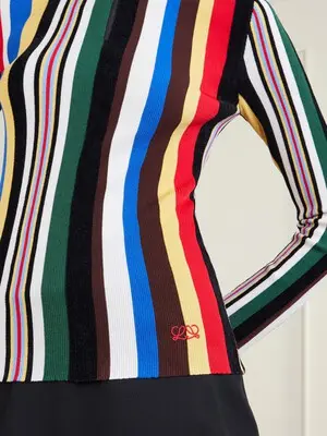 Loewe Striped Ribbed-knit Half-zip Turtleneck Top - Multi