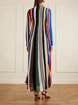Loewe Striped Chiffon And Ribbed Jersey Maxi Dress