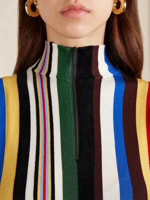 Loewe Striped Chiffon And Ribbed Jersey Maxi Dress