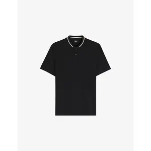 BOSS Baseball-collar Short-sleeved Cotton Polo Shirt - Black