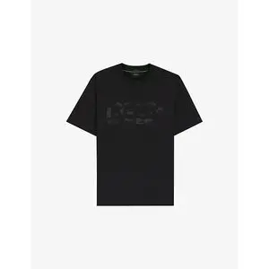 BOSS Branded-print Short-sleeved Cotton-jersey T-shirt - Black