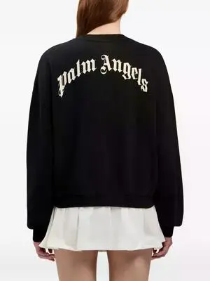 Palm Angels Curved Logo Crop Sweatshirt - Black