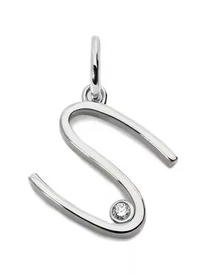 Monica Vinader Tone Solitaire Diamond Initial Pendant - Silver