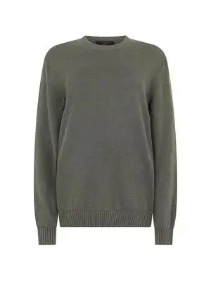 SLOWEAR Crew Neck Sweater With Ribbed Hem - Green