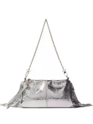 Maje Miss M Fringed Clutch Bag - Silver