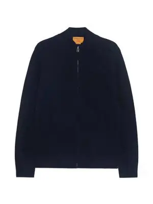 Guest In Residence Ribbed Cashmere Zip-up Cardigan - Blue