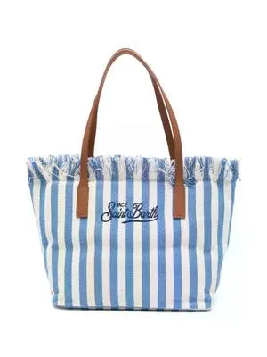MC2 SAINT BARTH Striped Fringed Tote Bag - Blue