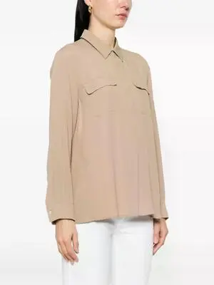 Marella Beige Crepe Shirt With Chest Pockets
