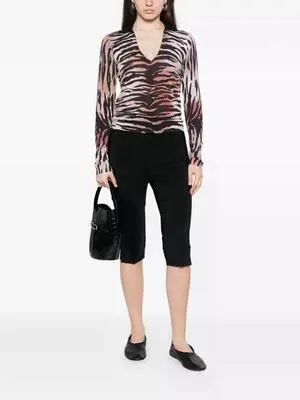 Pinko Tiger-print V-neck Long-sleeve Top