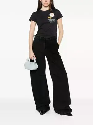 GANNI Crochet Patch T-shirt - Black