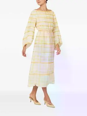 Rosie Assoulin Plaid Bell-sleeve Midi Dress