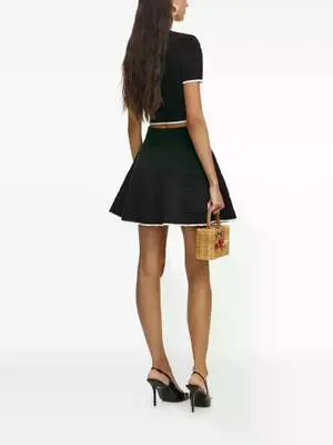 SELF-PORTRAIT Pointelle-knit Mini Skirt With Gold-tone Button Detail