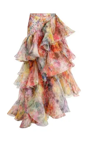 Zimmermann Luna Ruffled Midi Skirt - Floral