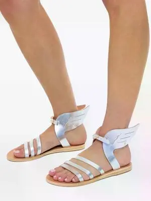ANCIENT GREEK SANDALS Ikaria Winged Strap Sandals - Silver