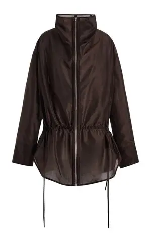 BIRROT Funnel-neck Oversized Windbreaker - Brown