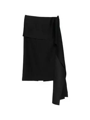 Carven Asymmetric Draped Midi Skirt - Black