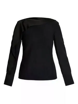 Erdem Satin-paneled Long-sleeve Top - Black