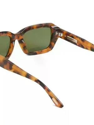 TOM FORD Rectangle Frame Sunglasses With Tortoiseshell Detail - Brown