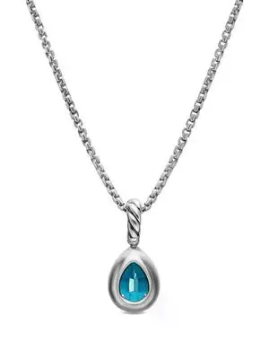 David Yurman Pear Cut Amulet With Hampton Blue Topaz In Sterling And 14k Yellow Gold - Silver